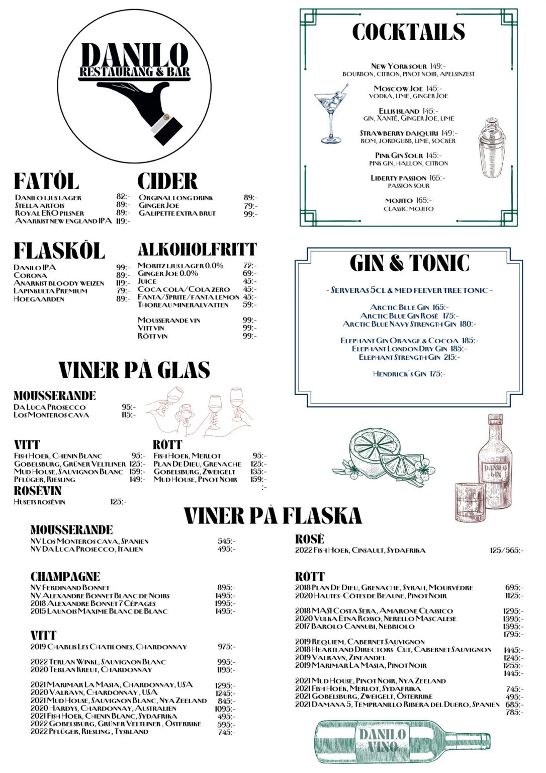 Meny – Danilo Restaurang